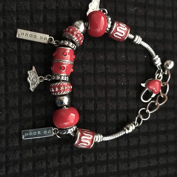 Pandora | Jewelry | Pandora Custom Bracelet Red And Silver | Poshmark